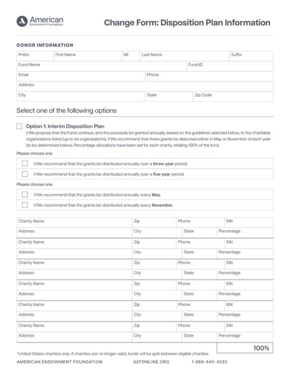 Forms, Docs, & Preferences | American Endowment Foundation