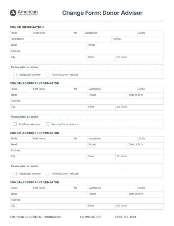 Forms, Docs, & Preferences | American Endowment Foundation