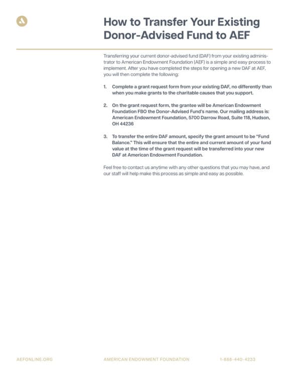 Forms, Docs, & Preferences | American Endowment Foundation